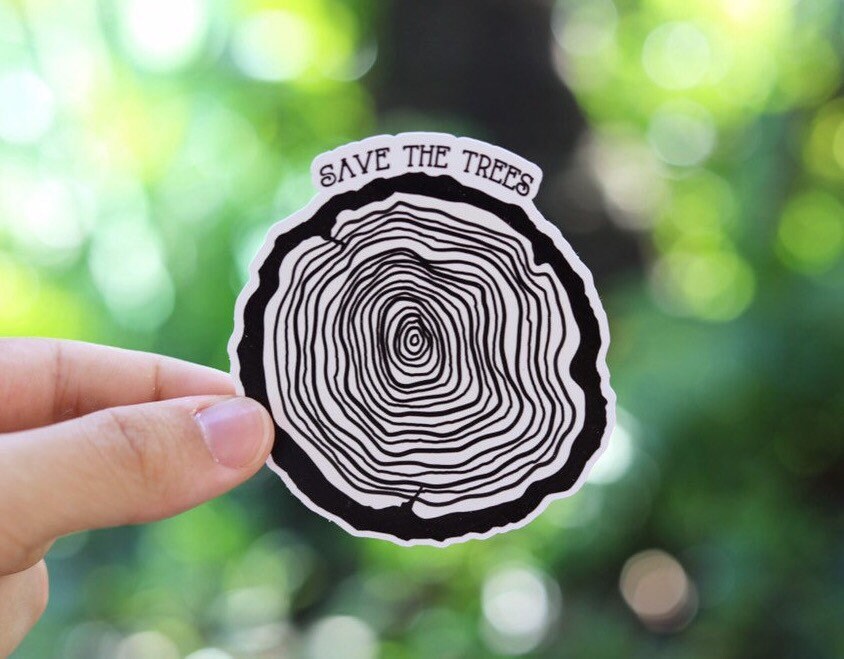 Save the Trees Hand Drawn Vinyl Sticker | Etsy