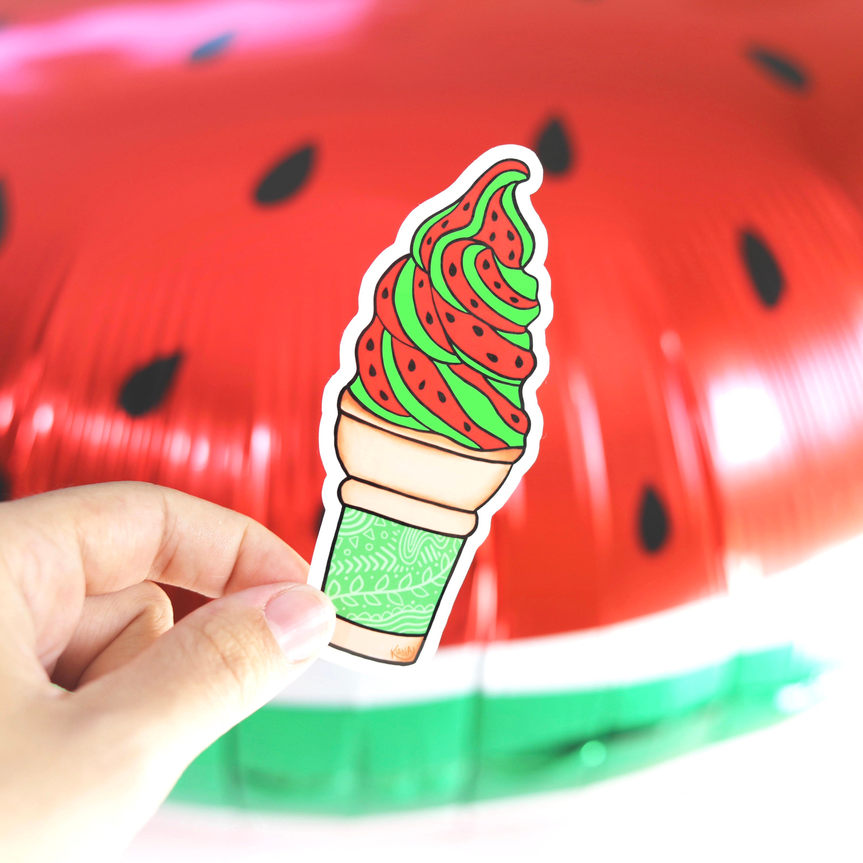 Watermelon Ice Cream Vinyl Sticker | Etsy