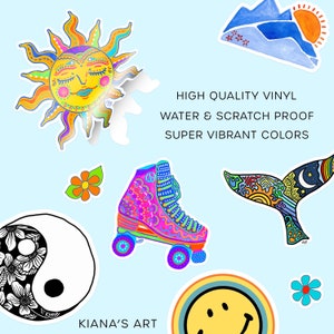 Retro Smiley Face Sticker Vinyl Colorful Smile Vintage Laptop Water ...