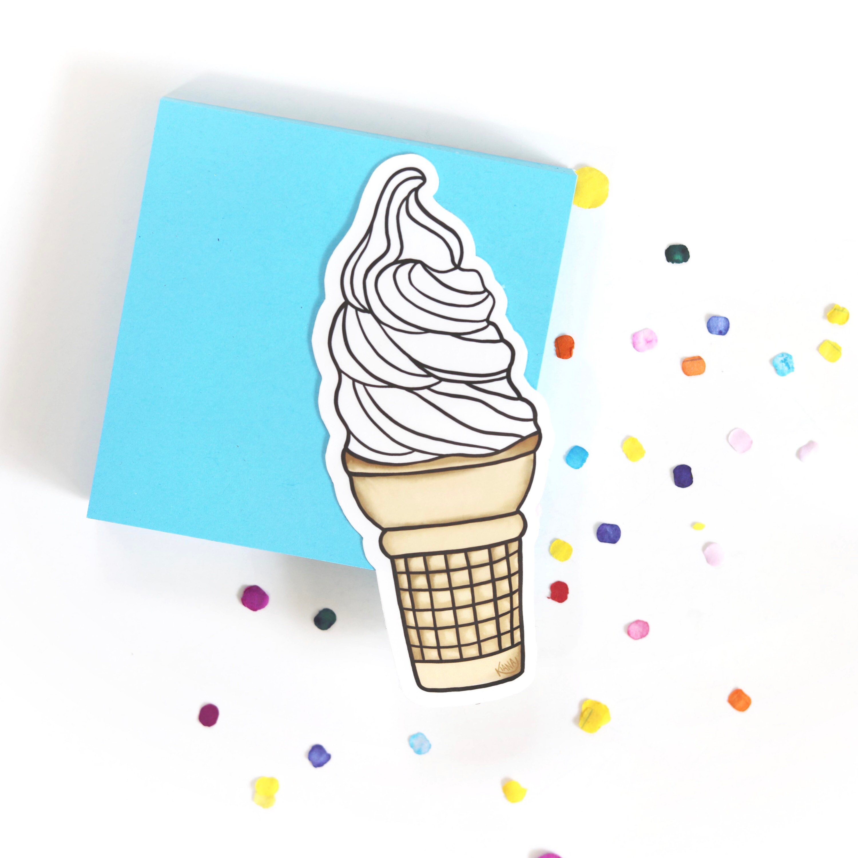 Vanilla Ice Cream Vinyl Sticker - Etsy