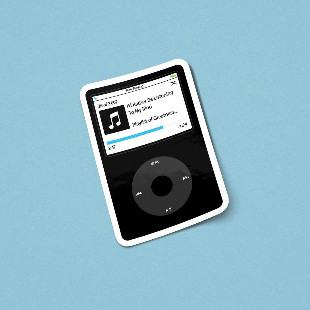 I'd Rather Be Listening to My Ipod | Sticker | Black | 2000s | Vintage ...