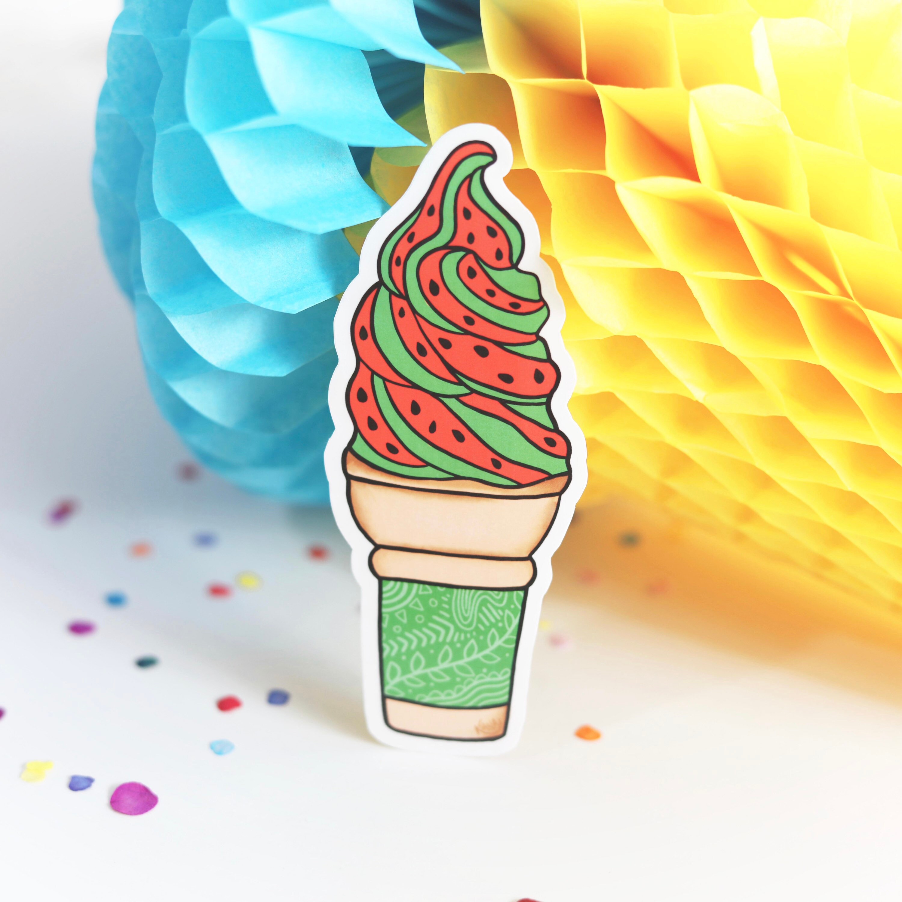 Watermelon Ice Cream Vinyl Sticker | Etsy