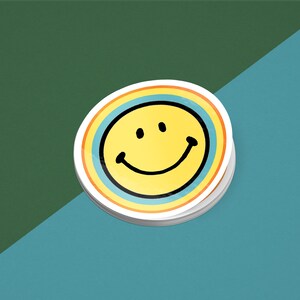 Retro Smiley Face | Sticker | Vinyl | Colorful | Smile | Vintage ...