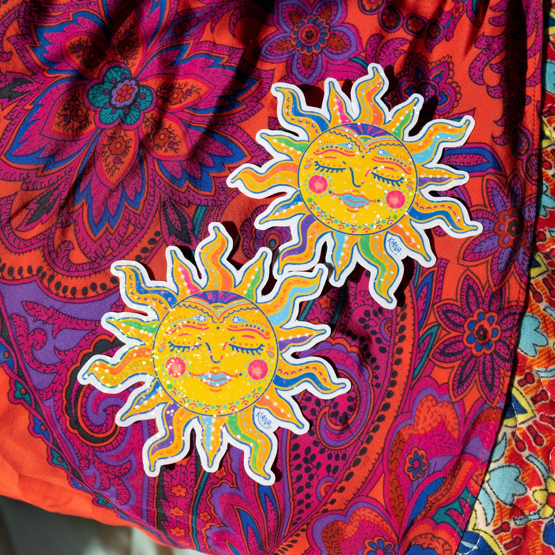 Holographic Sun Sticker - Decal Rainbow Sparkle / Sun Moon Stars ...