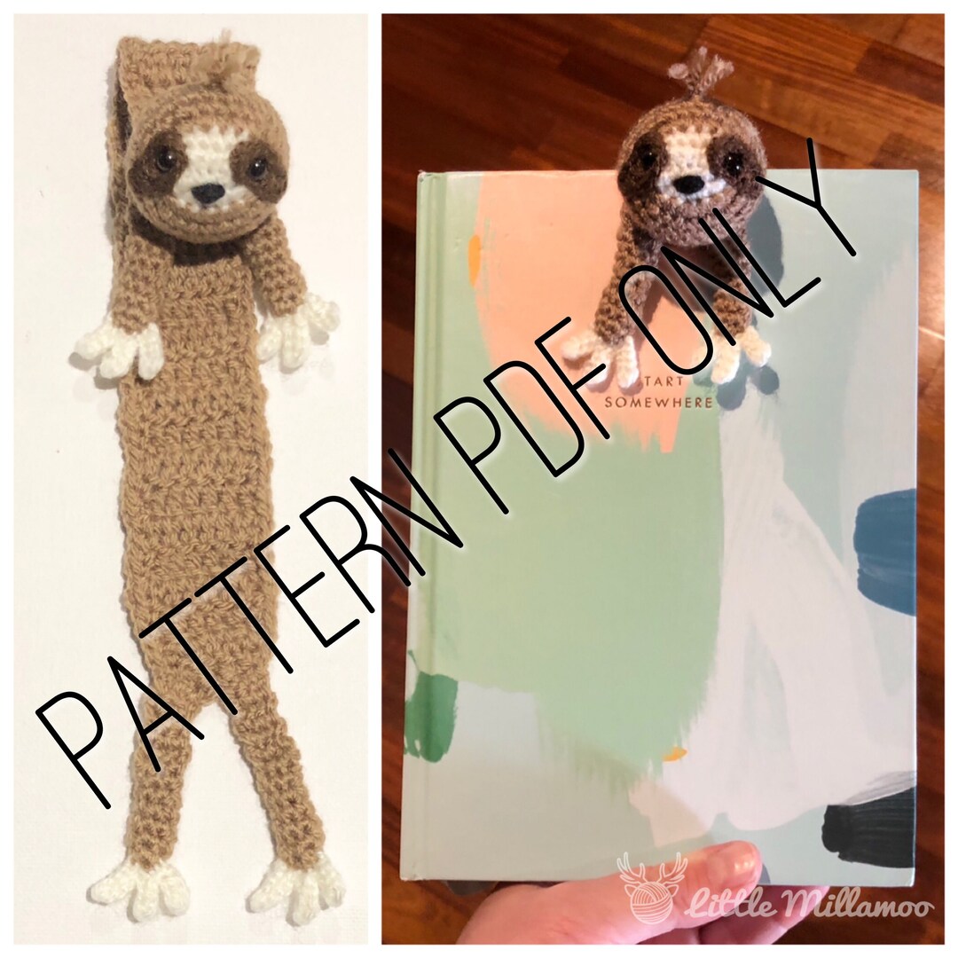 Crochet Pattern (english): Amigurumi Sloth Book Buddy Bookmark by ...