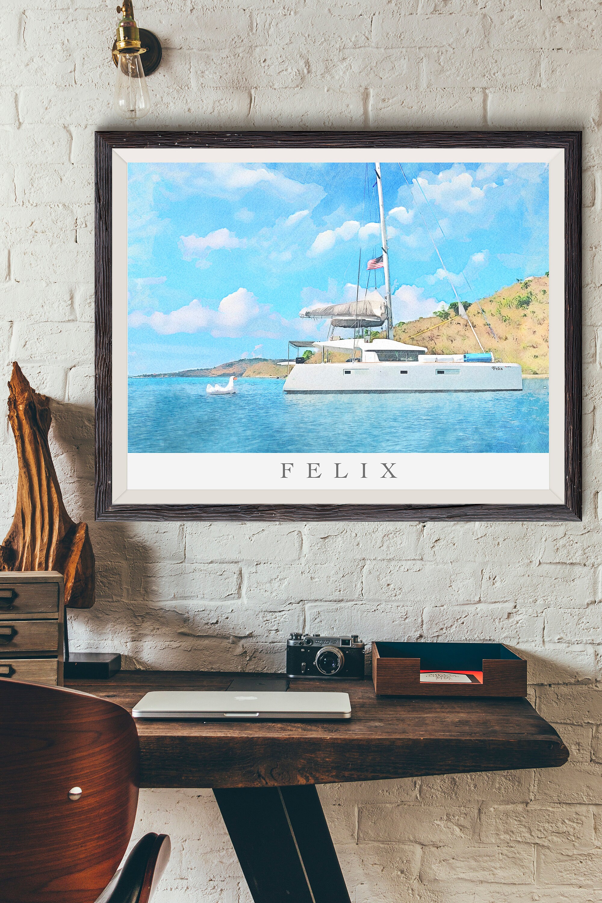 Custom Boat Portrait Print, Personalized Watercolor Boat Wall Art - Etsy