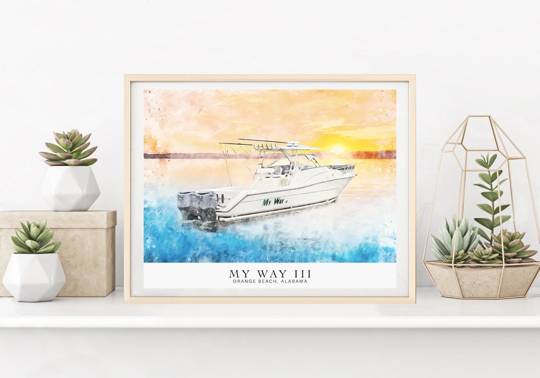 Custom Boat Portrait Print, Personalized Watercolor Boat Wall Art - Etsy