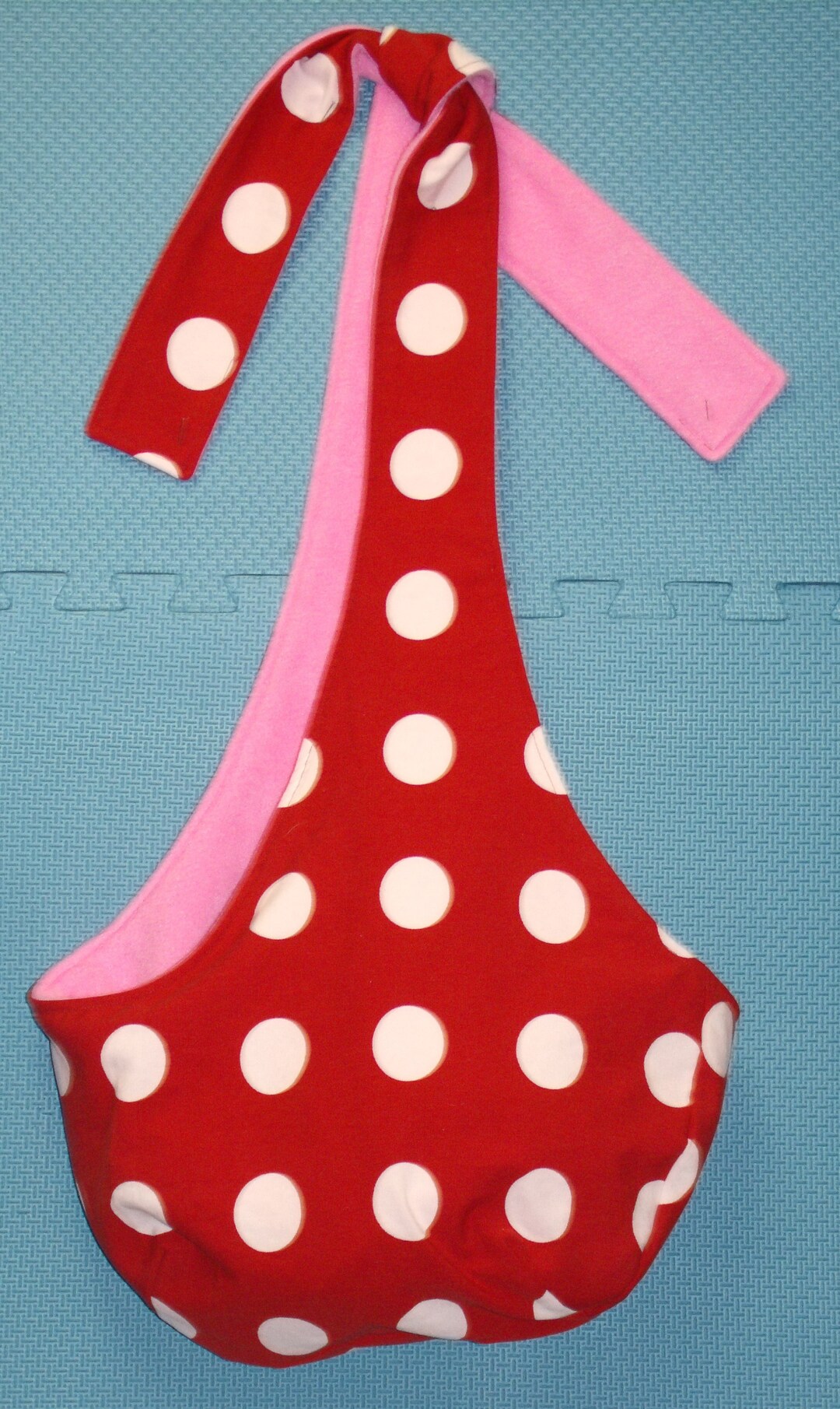 Sling-red With White Polka Dots With Pink Fleece Lining - Etsy