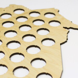 Wisconsin Beer Cap Map WI - Maple Wood - Semi-gloss Finish - Wood Beer ...