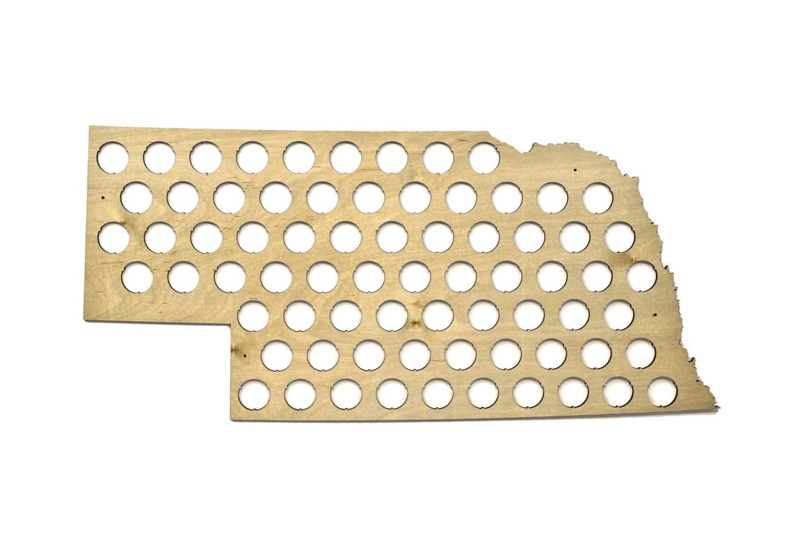 Nebraska Beer Cap Map NE Maple Wood Semi-gloss Finish | Etsy