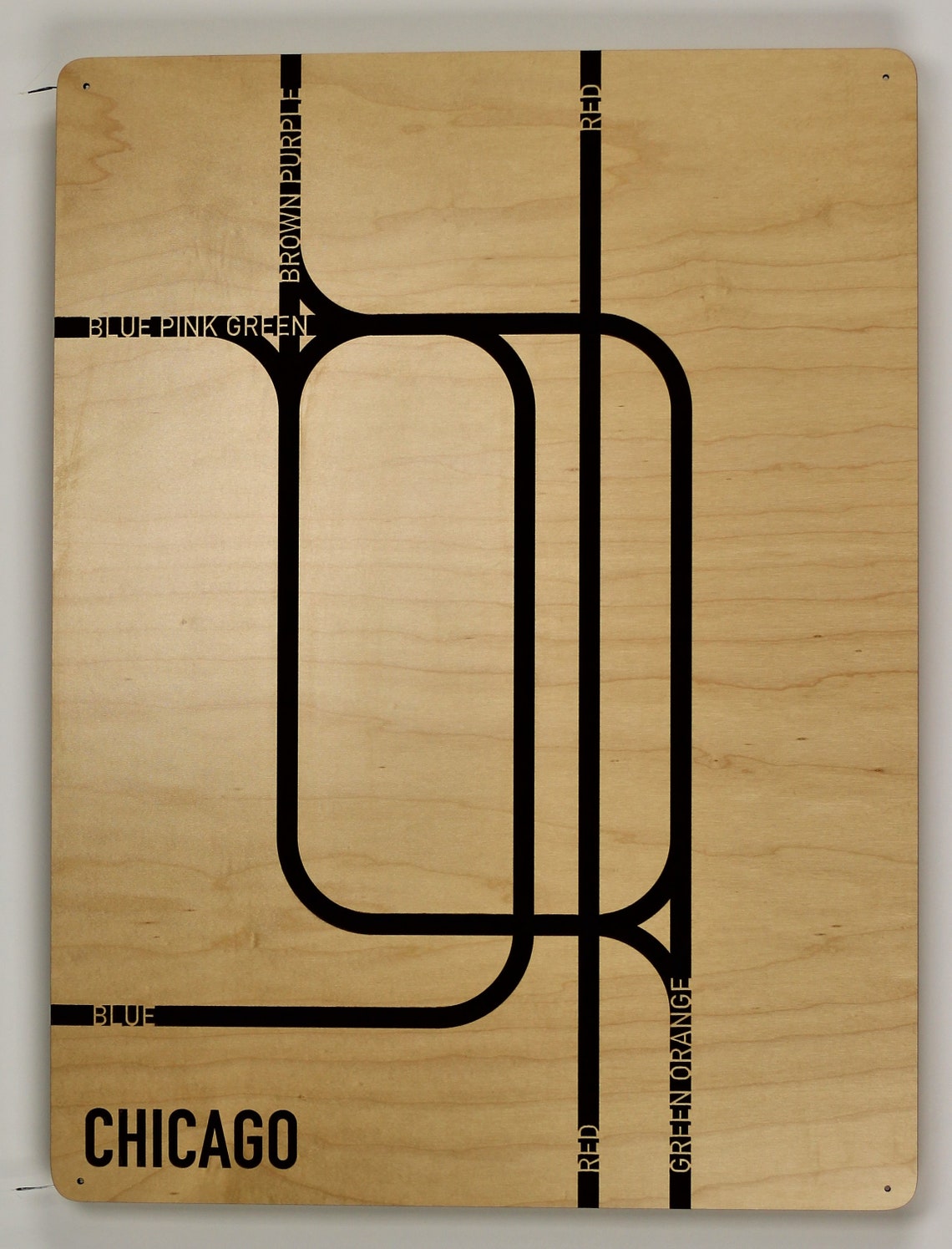 Chicago Loop Map L Transit System Wooden Wall Hanging Maple | Etsy