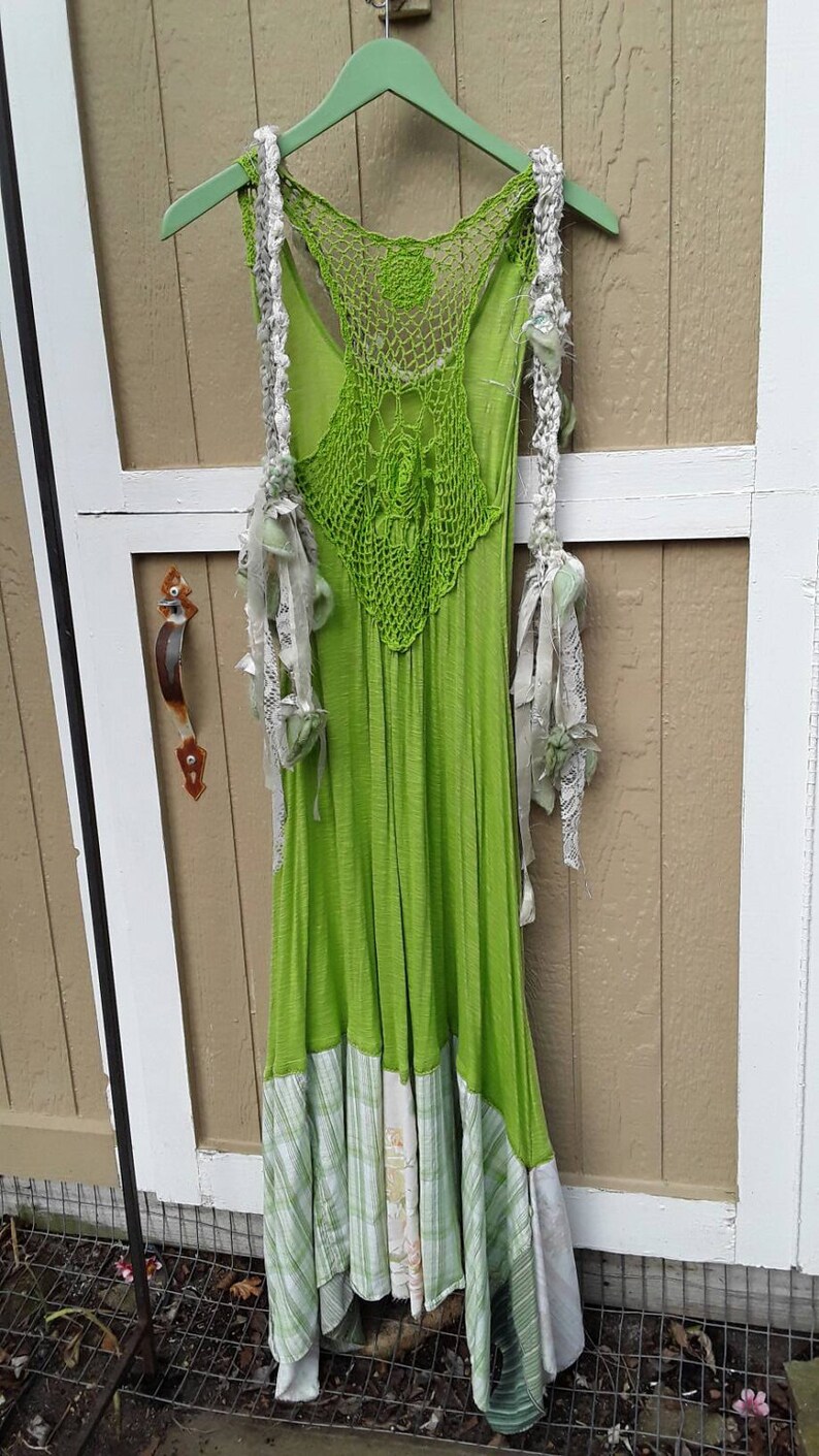 Altered Couture Dress, Boho Dress, Vintage Fabrics , Upcycled Clothing ...