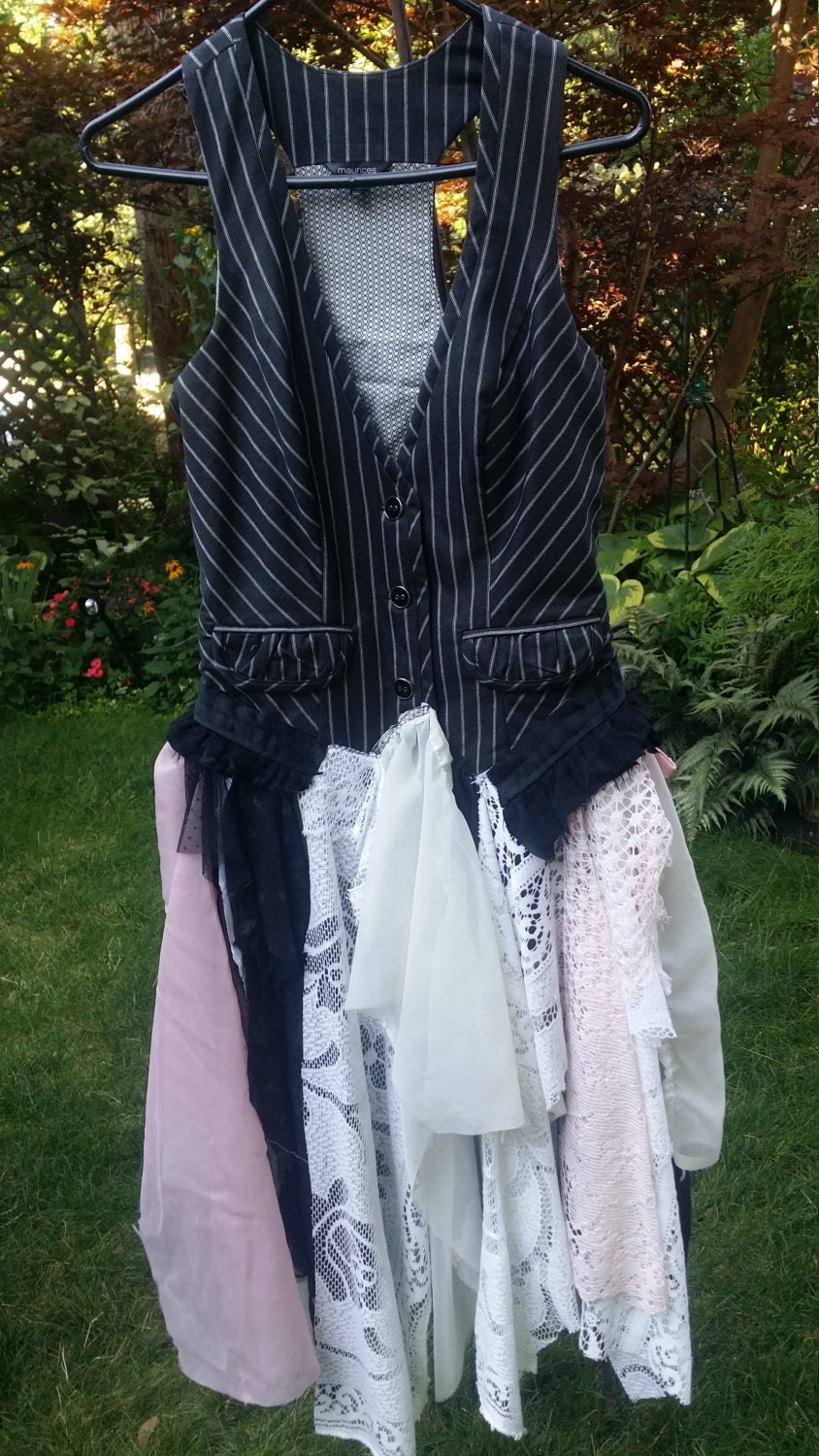 Upcycled Vest, Duster Boho Vest, Funky, Festival Vest, Upcycled, Shabby ...