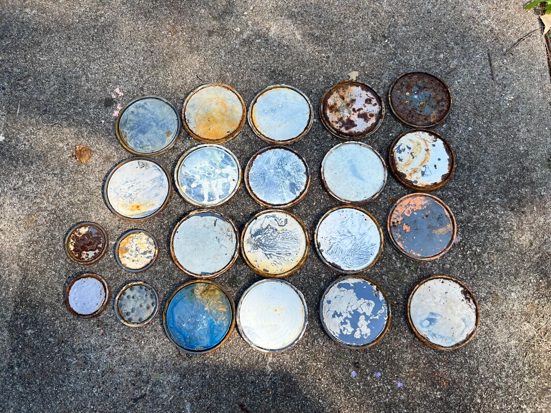 Rusty Paint Can Lids: Salvage Art Supplies, Repurposed Project Pieces ...
