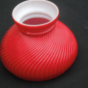 Rare Ruby Red Swirl Ribbed Student Lampshade, Period Red Lighting, Milk ...