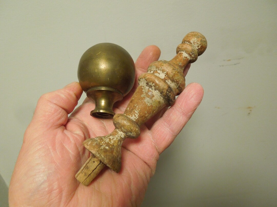 Antique Finials, Brass Ball Finial, Antique Wooden Finial, Clock Topper ...