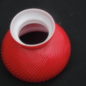 Rare Ruby Red Swirl Ribbed Student Lampshade, Period Red Lighting, Milk ...