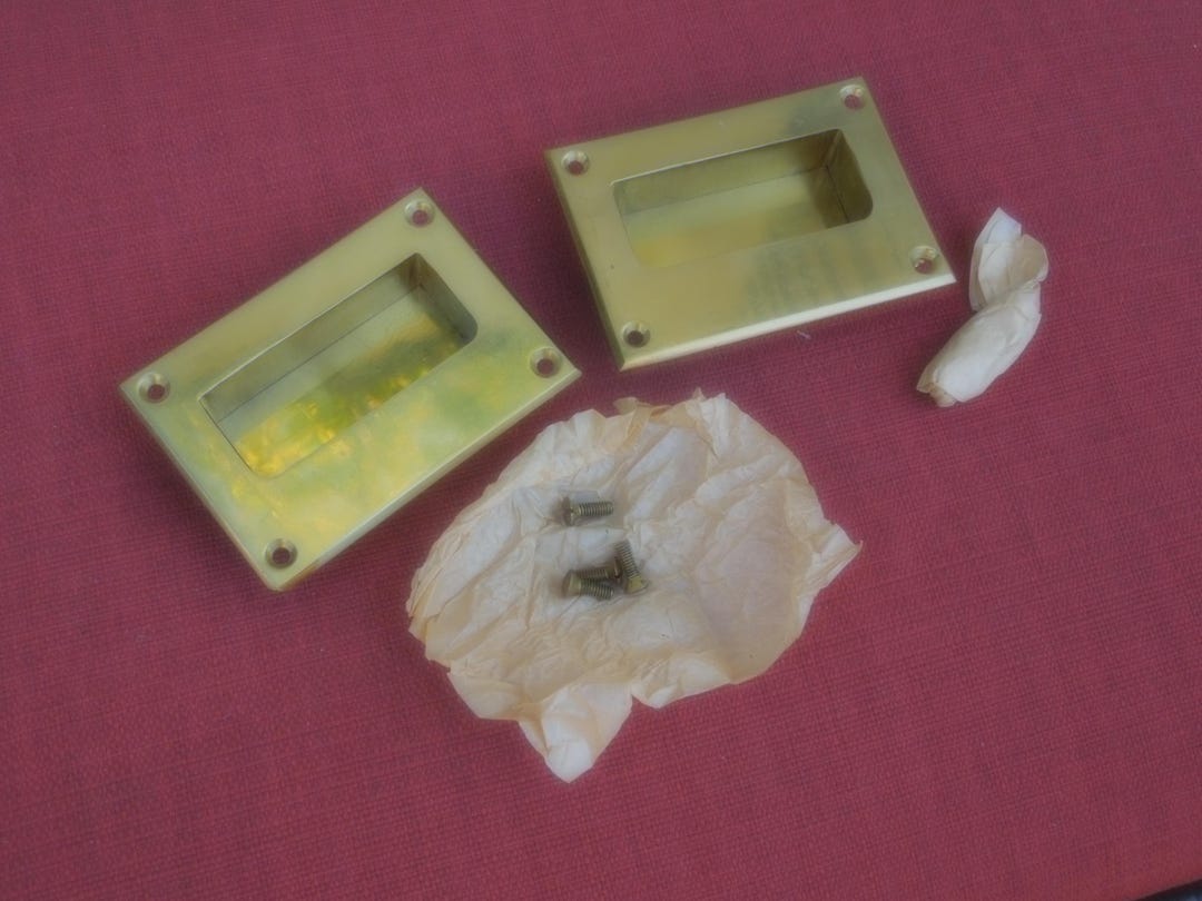Pair of Brass Flush Mount Drawer / Hatch Pulls, Marine Hardware, FREE ...