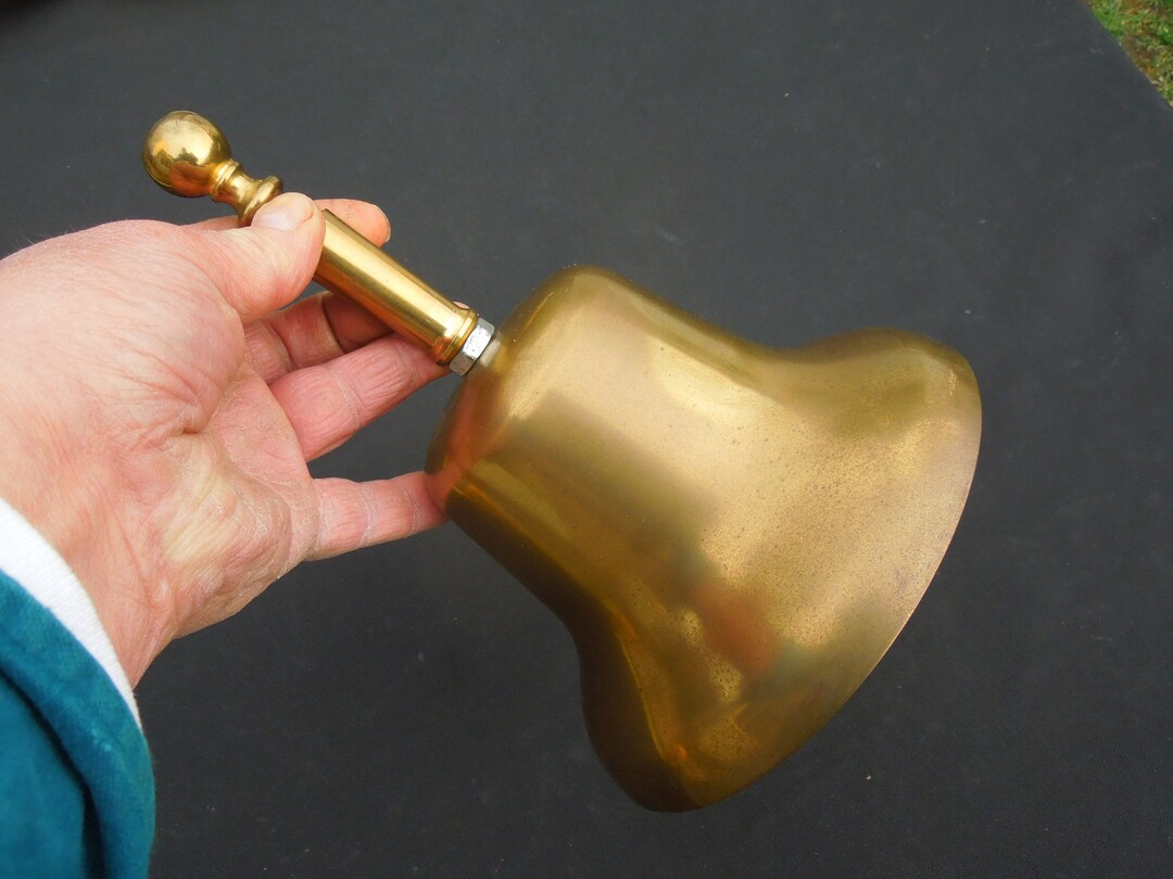 Large Loud Brass Bell, Hand Held Huge Brass School Bell, FREE SHIPPING ...
