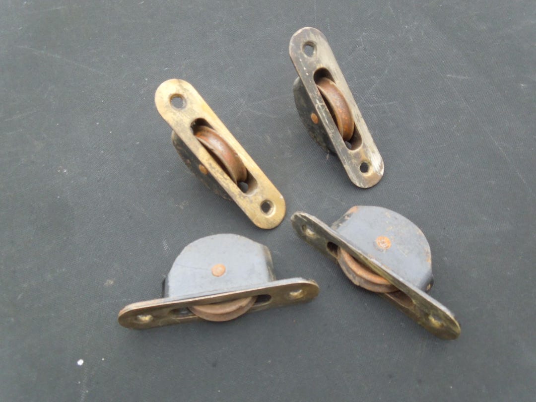 Set of 4 Sash Pulleys, Salvaged Window Hardware, Window Weight Pulleys ...