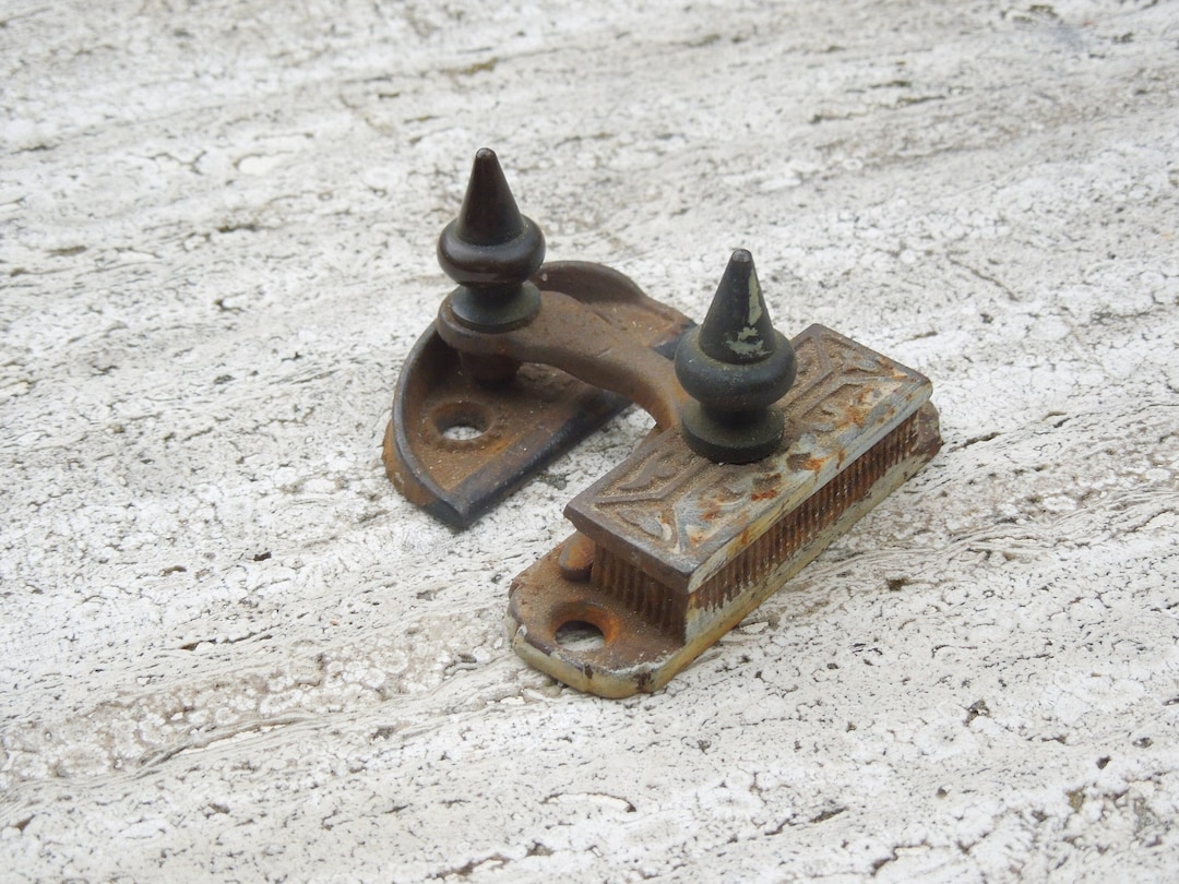 Antique Victorian Marked 1874 Iron Ornate Window Sash Lock Latch ...