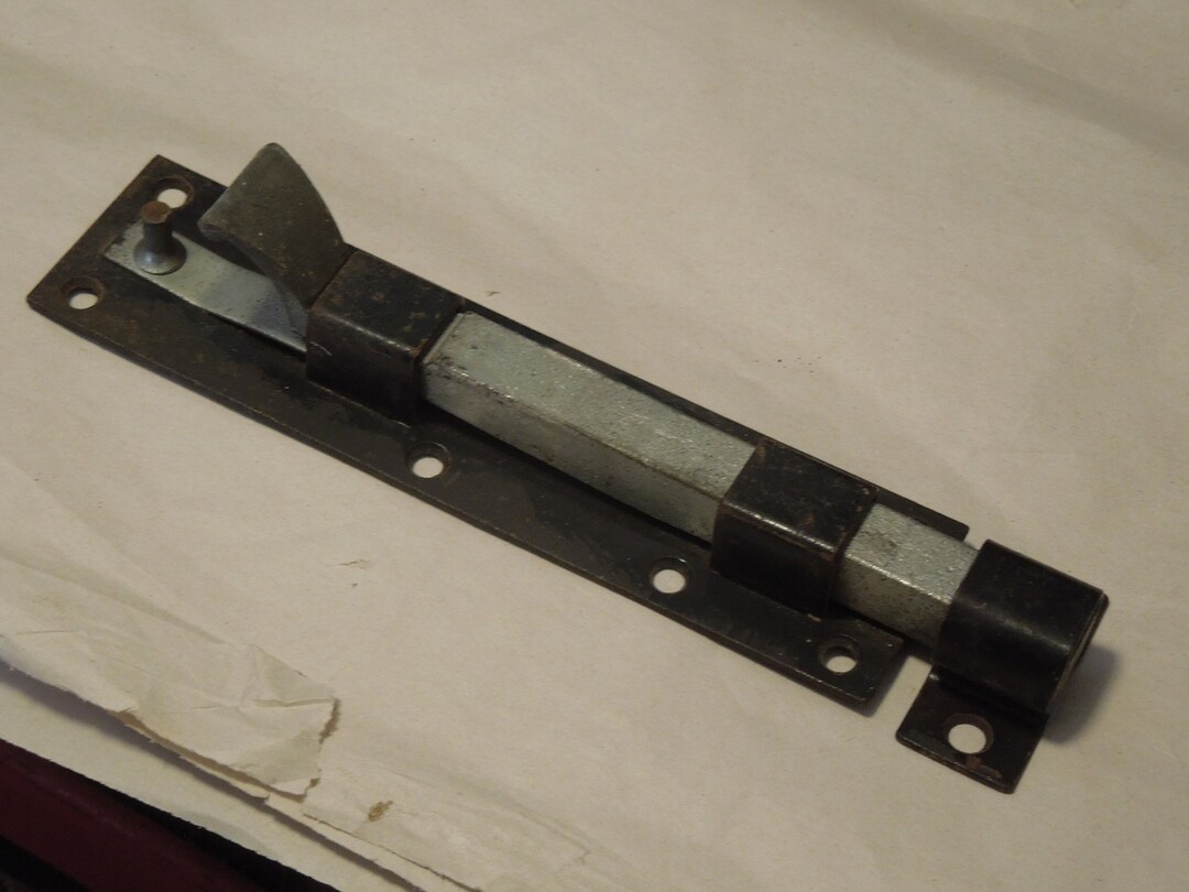 Large Antique Barrel Bolt Lock With Keeper, 1920's Antique Door Lock ...