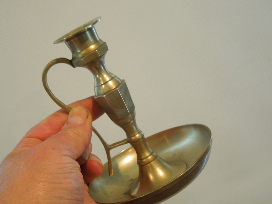 Mid Century Pewter Chamber Candle Holder, Classic Candlelight Chamber ...