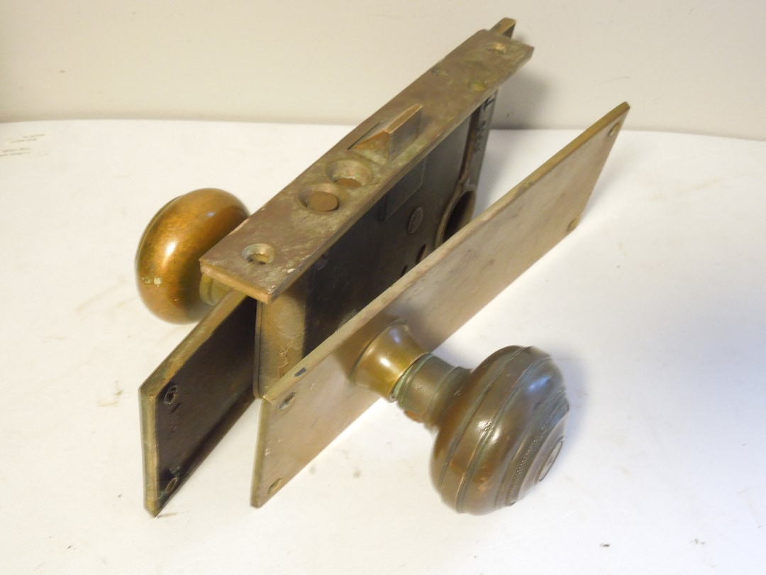 Antique Bronze Doorknob Lock Set, Front Door Antique Lock Set and ...