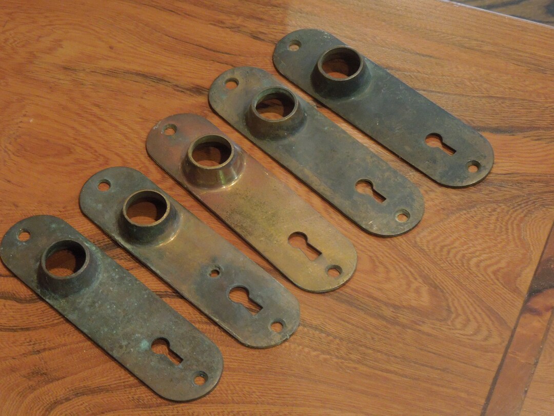 Lot of 5 Antique Solid Brass Keyhole Door Backplates, Antique Door ...