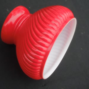 Rare Ruby Red Swirl Ribbed Student Lampshade, Period Red Lighting, Milk ...