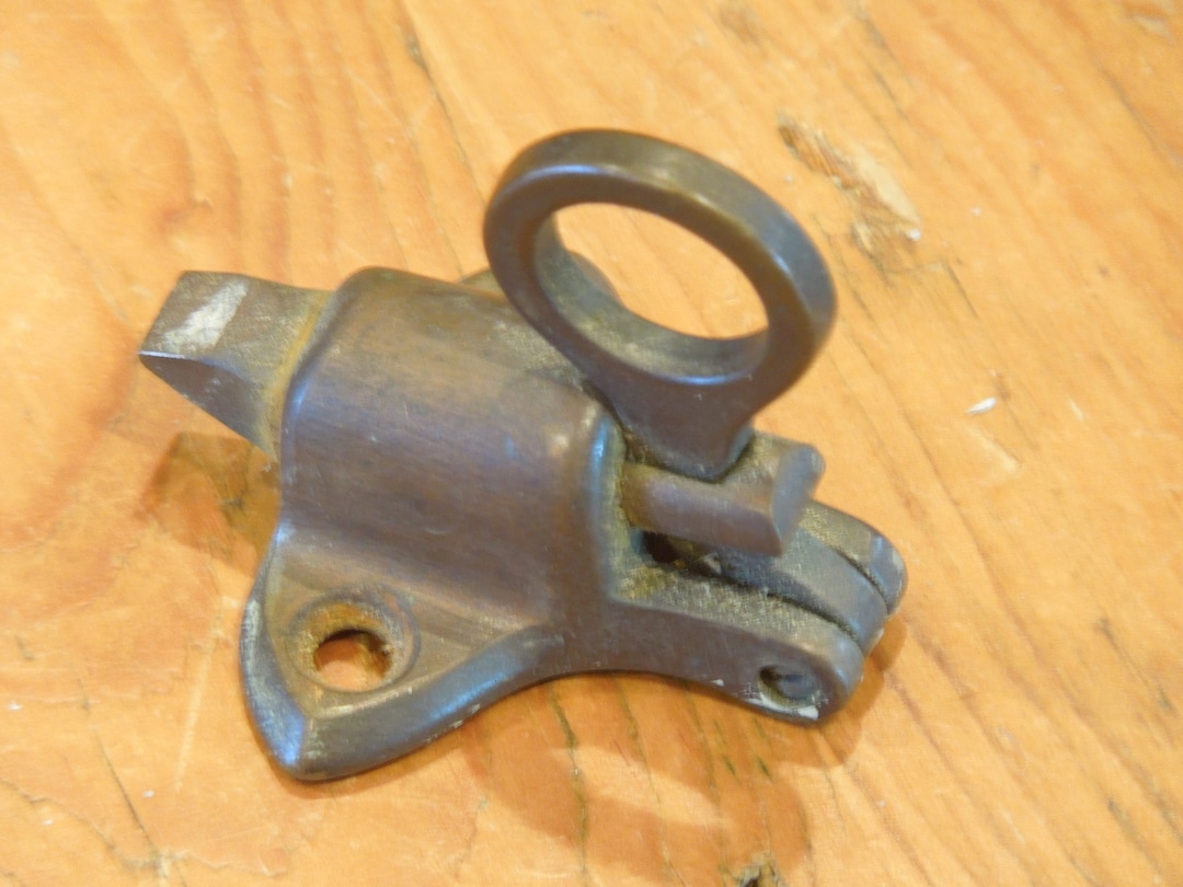 Rare Bronze Door Lock Latch, Finger Loop Cabinet Latch, Salvaged ...