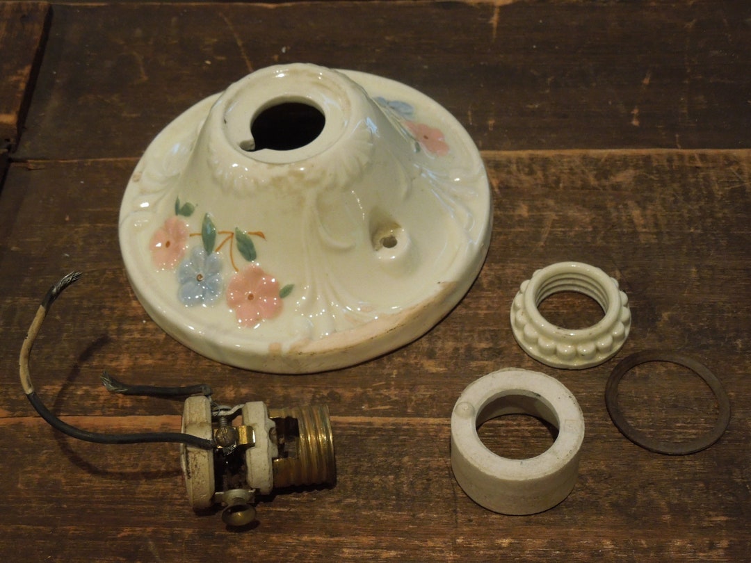 Antique Porcelain Ceiling Single Light Pull Chain Fixture, FREE ...