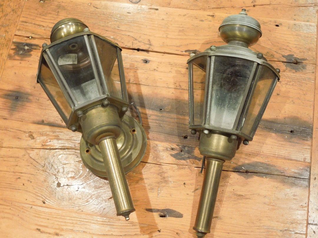 Pair of Entryway Lights, English Brass Carriage Coach Lanterns, Light ...
