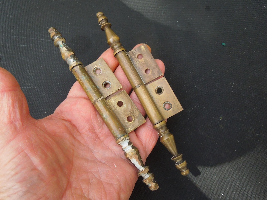 Rare Pair Brass Steeple Top Antique Flag Hinges, Antique Cabinet Door ...