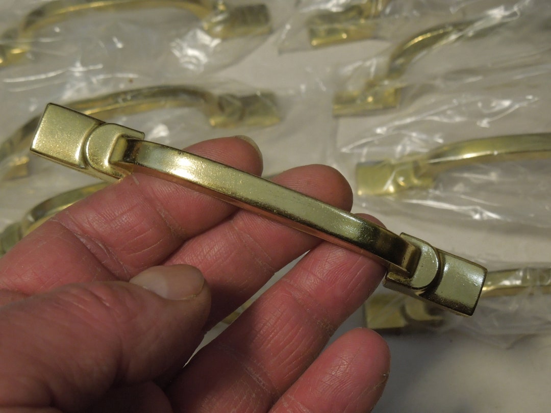 Lot of 10 Brass Coated Arts & Crafts Style Cabinet Handles, New Old ...