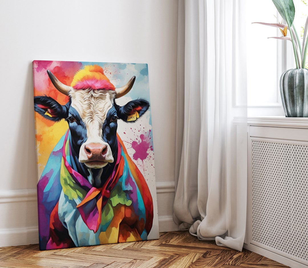 Pop Art Cow Cow Canvas Mural Wall Art Home Decor Print Picture Wall Art ...