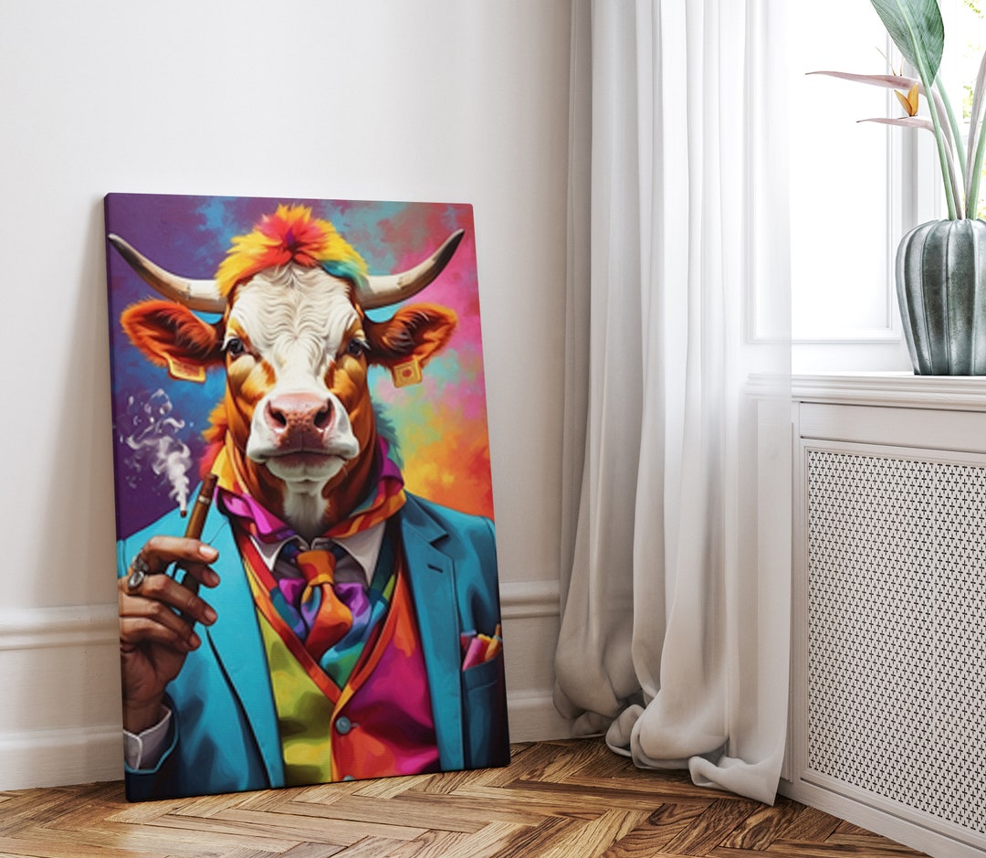 Pop Art Cow Cow Canvas Mural Wall Art Home Decor Print Picture Wall Art ...