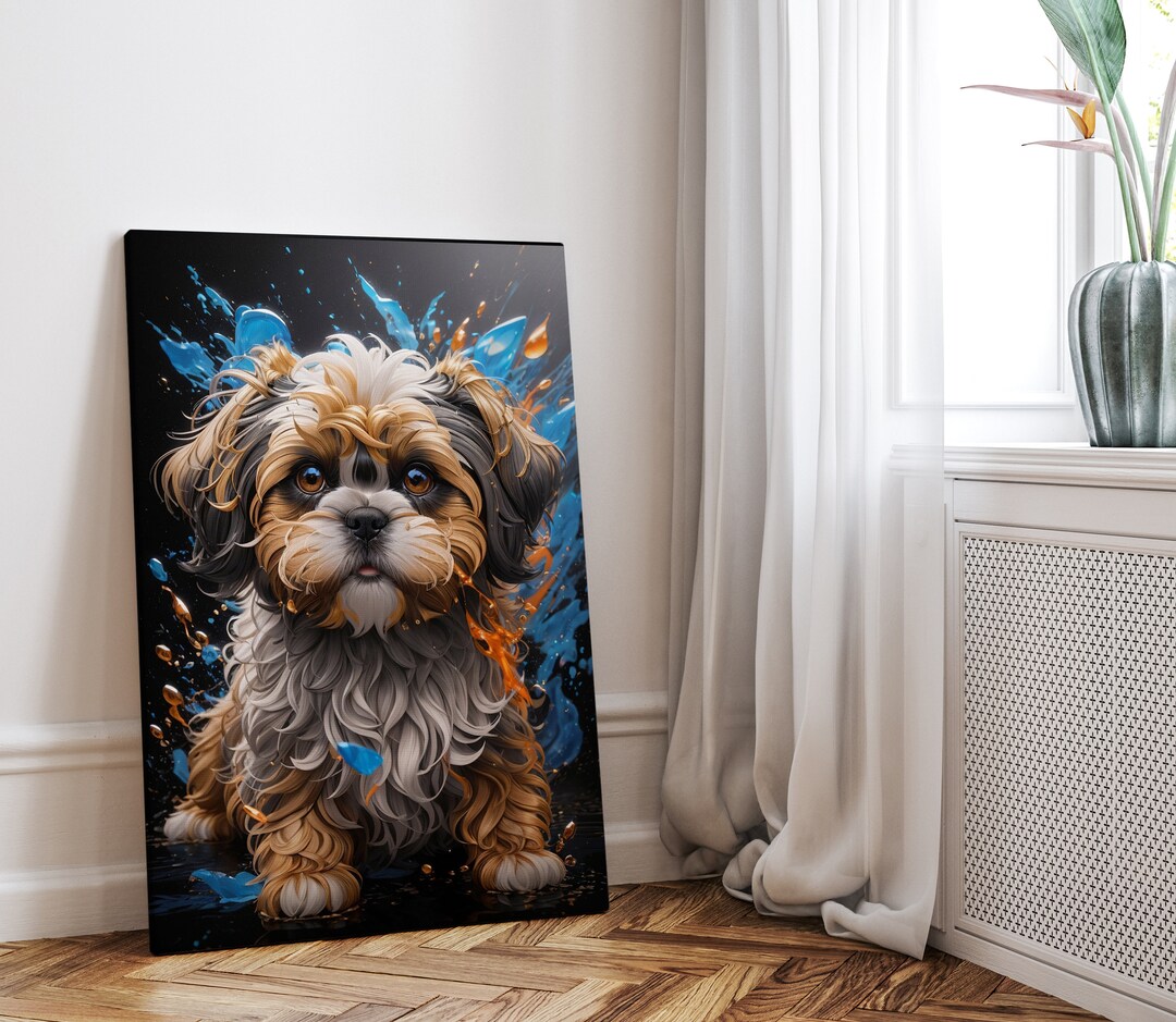 Shih Tzu Dog Canvas Mural Wall Art Home Decor Print - Etsy