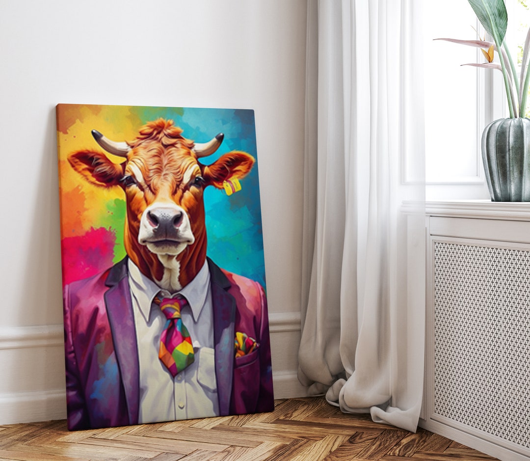 Pop Art Cow Cow Canvas Mural Wall Art Home Decor Print Picture Wall Art ...