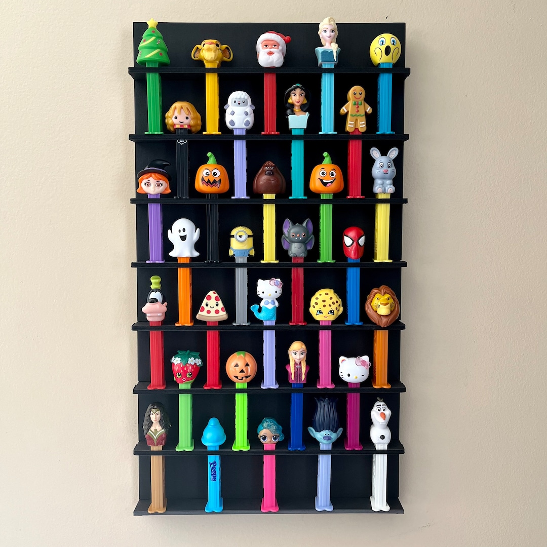 Narrow 32 Wall PEZ Dispenser Display Holds 32 12 X 22 Pine Wood Clear ...