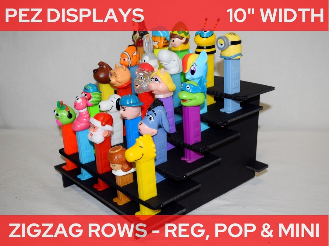 Zigzag Rows 10" Wide PEZ Dispenser Display Shelf Stadium Style - Fits ...