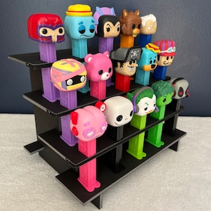 Aligned Rows 12" Wide PEZ Dispenser Display Shelf Stadium Style - Fits ...