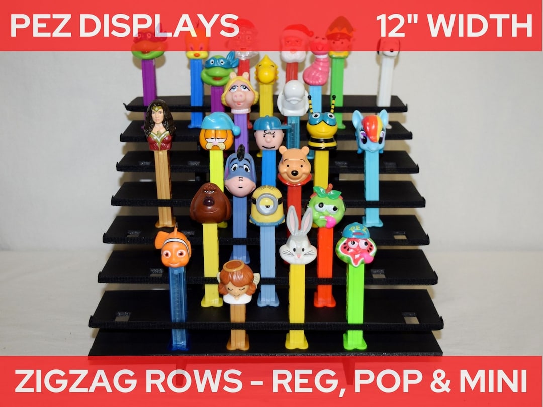 Zigzag Rows 12" Wide PEZ Dispenser Display Shelf Stadium Style - Fits ...