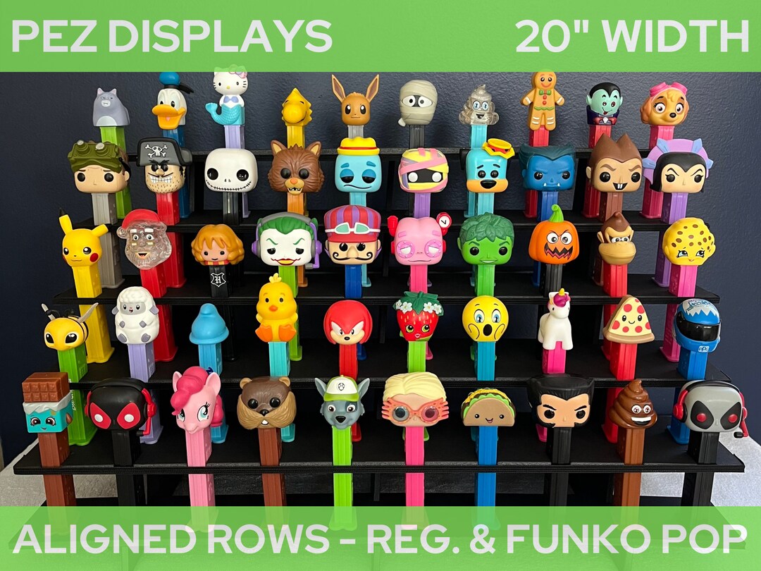Aligned Rows 20" Wide PEZ Dispenser Display Shelf Stadium Style - Fits ...