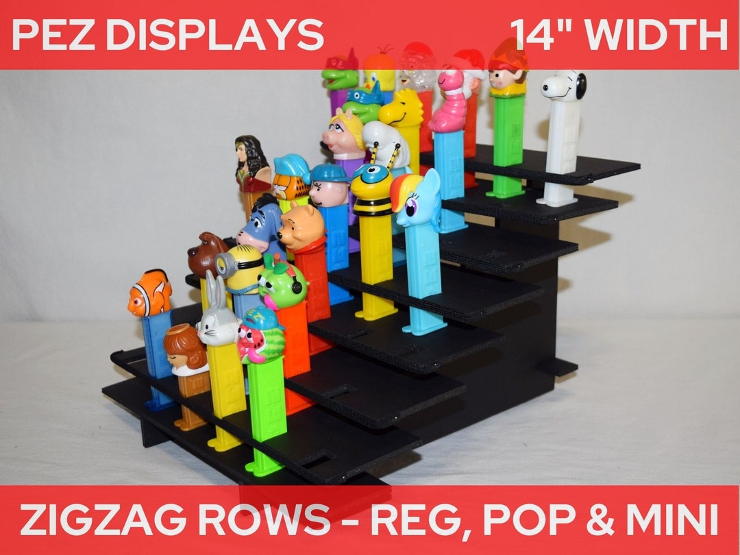 Zigzag Rows 14" Wide PEZ Dispenser Display Shelf Stadium Style - Fits ...