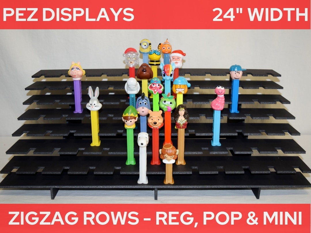 Zigzag Rows 24" Wide PEZ Dispenser Display Shelf Stadium Style - Fits ...