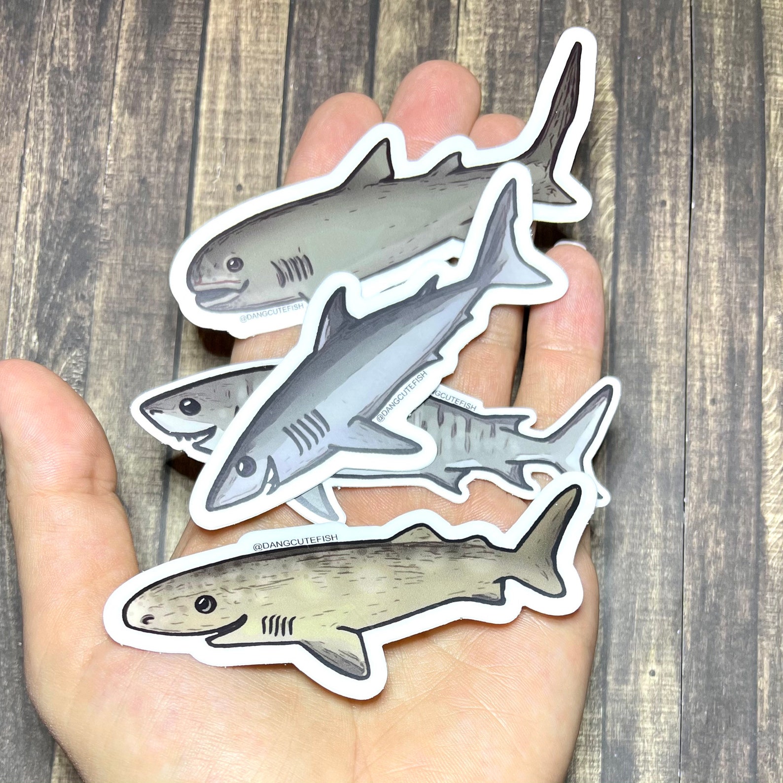 Matte vinyl sticker set 4 tiger shark sticker mako shark | Etsy