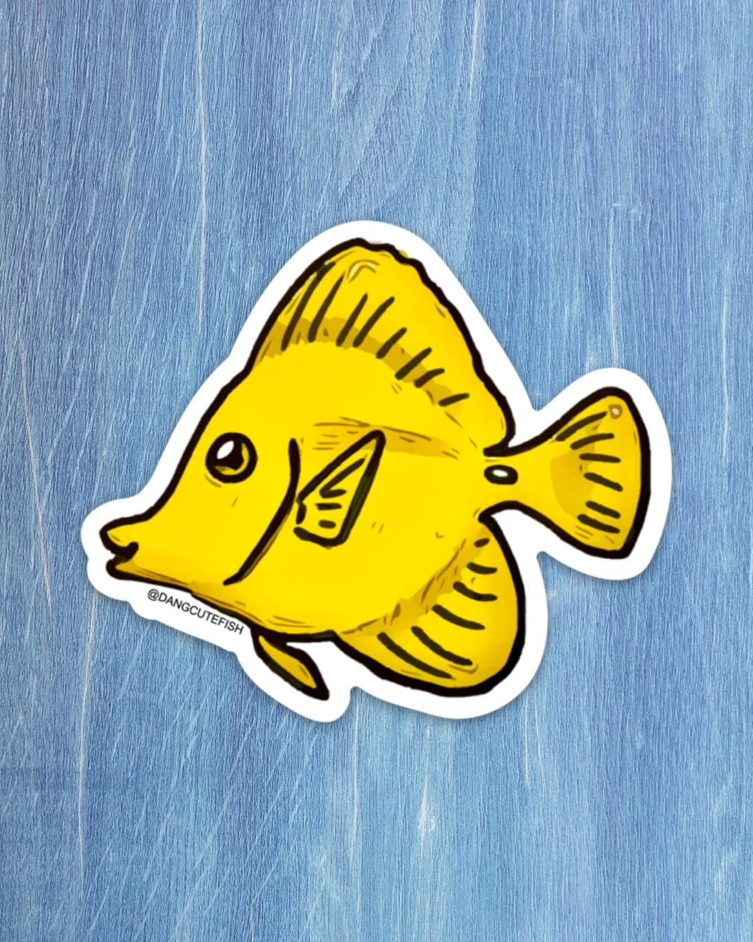 Yellow Tang Sticker (1) - Matte Vinyl Sticker, Aquarist Sticker, Gift ...