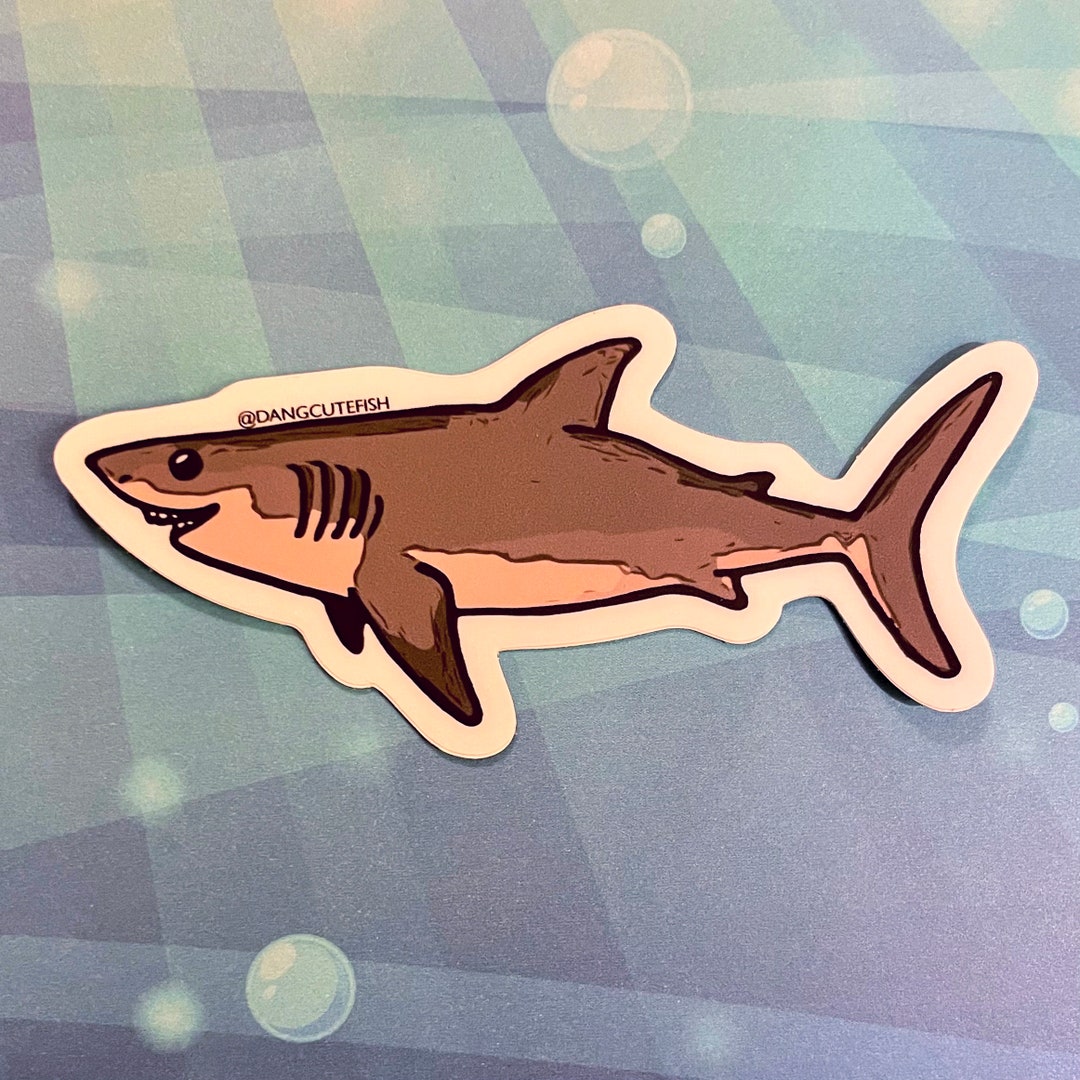 White Shark Sticker - Elasmobranch, Shark Gift, Dang Cute Fish - Etsy