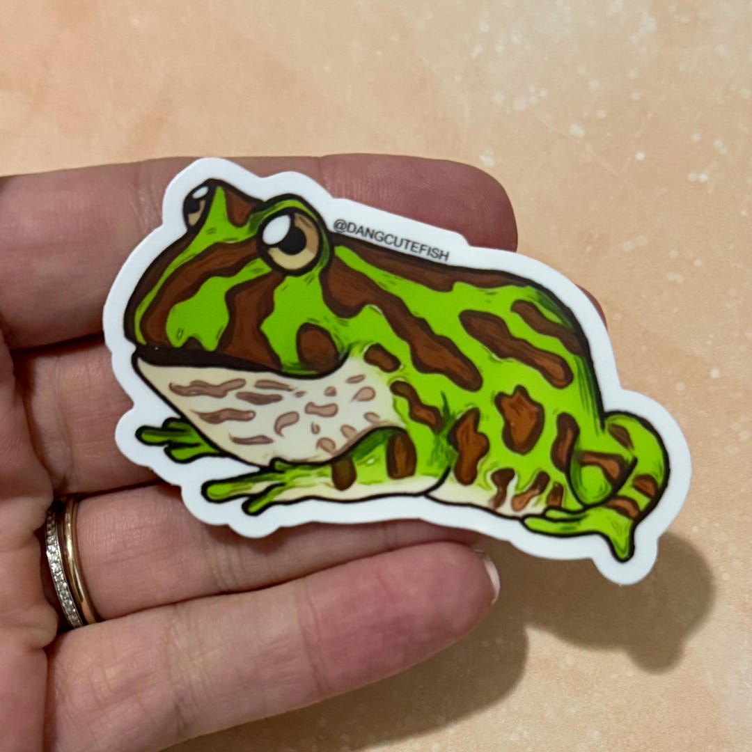 Green Pac-man Frog Sticker - Gift, Aquarist, Herpetologist, Amphibian ...